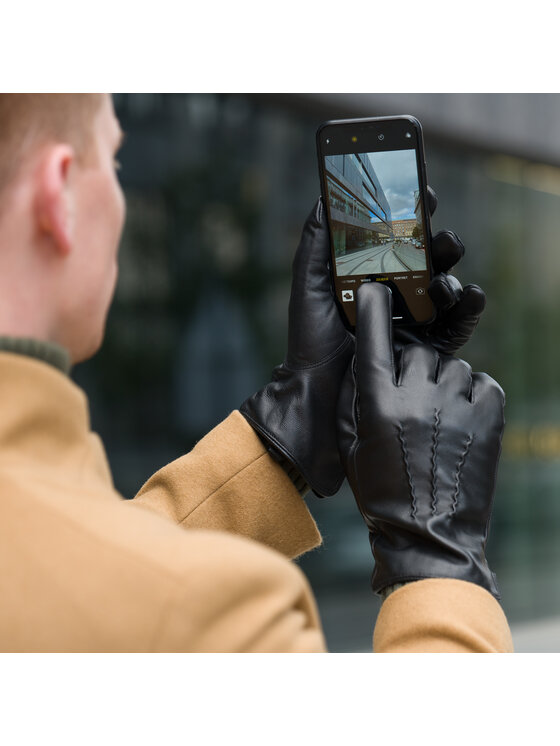 James Hawk Rękawiczki Męskie Męskie skórzane rękawiczki dotykowe Czarny ...