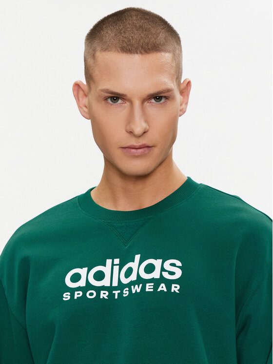 adidas Bluza All SZN Fleece Graphic IJ9440 Zielony Loose Fit | Modivo.pl