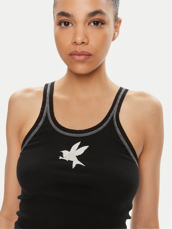 One Teaspoon Top Bower Bird 24266A Czarny Slim Fit | Modivo.pl