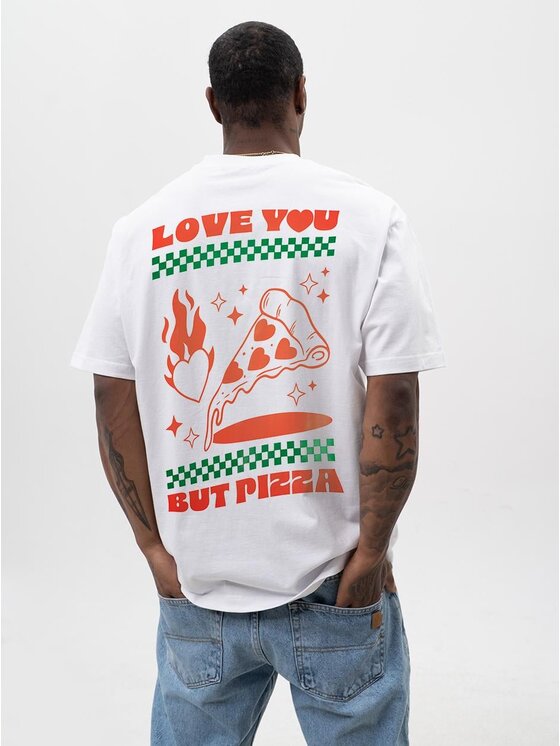 MyStars T-Shirt Pizza Lover Szeroka Luźna 131126 Biały Oversize | Modivo.pl