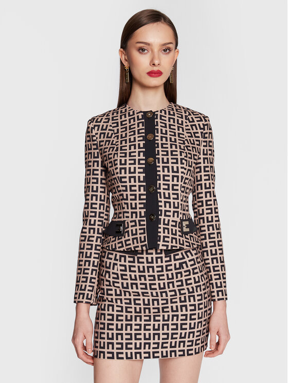 Elisabetta Franchi Švarkas GI-041-31E2-V550 Smėlio Slim Fit | Modivo.lt