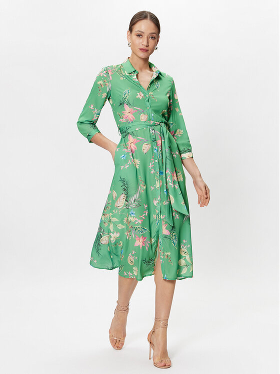 Replay Rochie tip cămașă W9561.000.73980 Verde Regular Fit | Modivo.ro