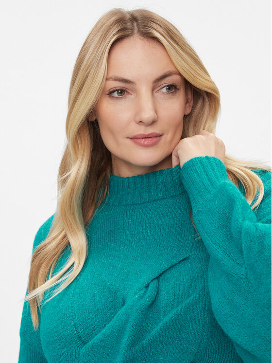 YAS Sweter 26031213 Turkusowy Regular Fit | Modivo.pl