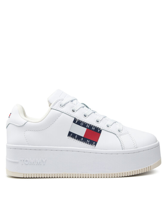 Tommy Jeans Sneakers Flatform Flag Branding Sneaker EN0EN01504 WeiB Modivo