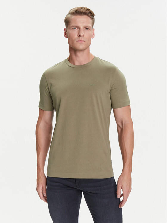 BOSS T-Shirt Thompson 01 Zielony Regular Fit | Modivo.pl