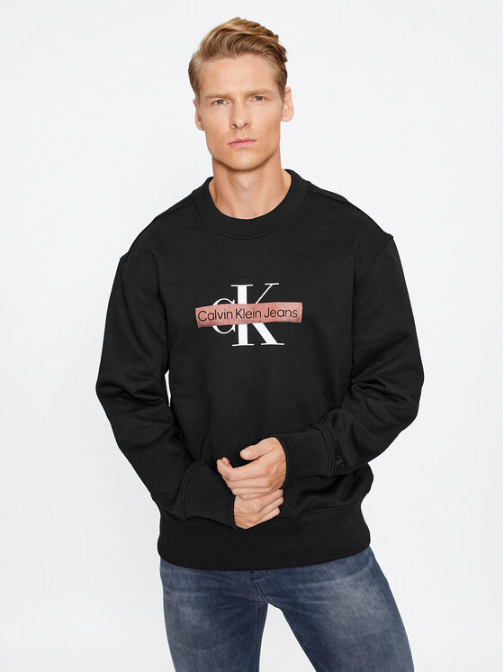 Calvin Klein Jeans Sweatshirt Monologo Stencil J30j324113 Schwarz