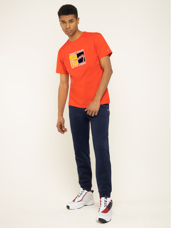Tommy Jeans T Shirt Tjm Flag Script Tee DM0DM07433 Rot Regular Fit Modivo