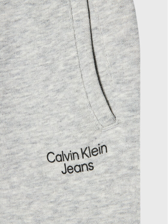 Calvin Klein Jeans Jogginghose Stack Logo Ib0ib01282 Grau Regular Fit