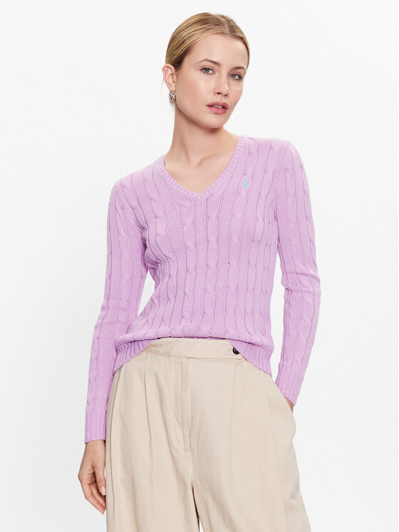 Polo Ralph Lauren Sweter 211891641011 Fioletowy Slim Fit | Modivo.pl