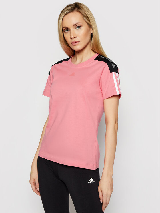 adidas T-Shirt W Cb Lin T GL1447 Różowy Regular Fit | Modivo.pl