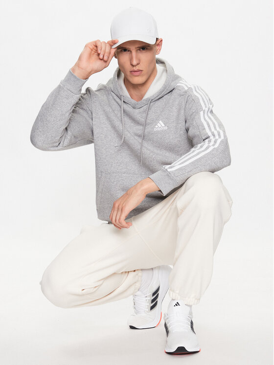 adidas Bluză Essentials Fleece 3-Stripes IJ6474 Gri Regular Fit | Modivo.ro