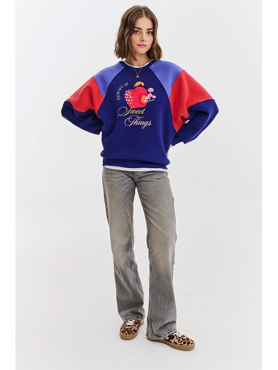 NAOKO Bluza Waves of Chaos Niebieski Regular Fit | Modivo.pl