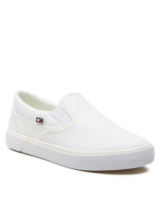 Tommy Hilfiger Sneakers aus Stoff Vulc Canvas Slip On Sneaker FW0FW08065 WeiB Modivo