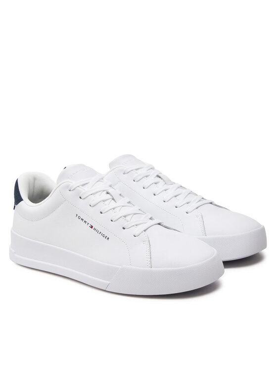 Tommy Hilfiger Sneakers Th Court Leather Grain Ess FM0FM05297 Alb ...