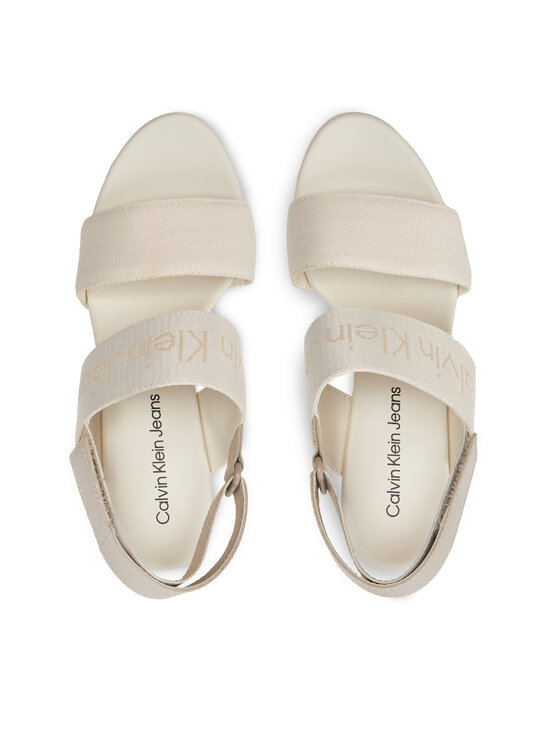 Calvin Klein Jeans Sandály Wedge Sandal Webbing In Mtl YW0YW01479 Écru ...