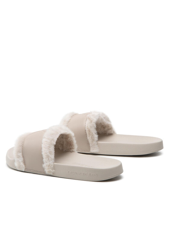 Calvin Klein Jeans Natikače Slide W/Fake Fur YW0YW00754 Bež | Modivo.hr