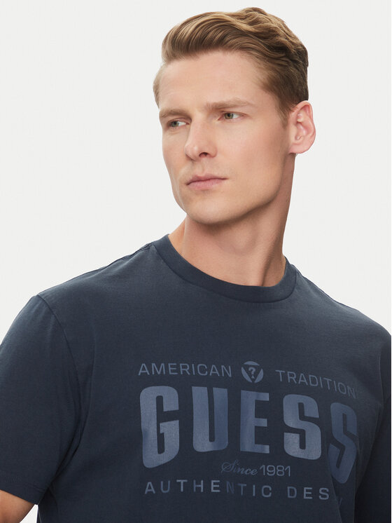 Guess T-Shirt M5GI27 KBW41 Granatowy Regular Fit | Modivo.pl