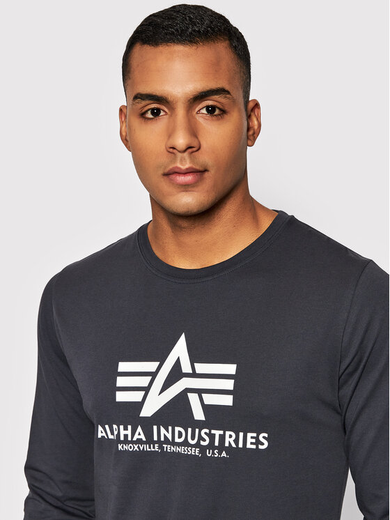 Alpha Industries Longsleeve Basic 100510 Dunkelblau Regular Fit | Modivo.de