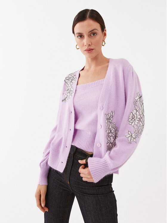 TWINSET Komplet bluzka i sweter 232TP3121 Fioletowy Regular Fit | Modivo.pl