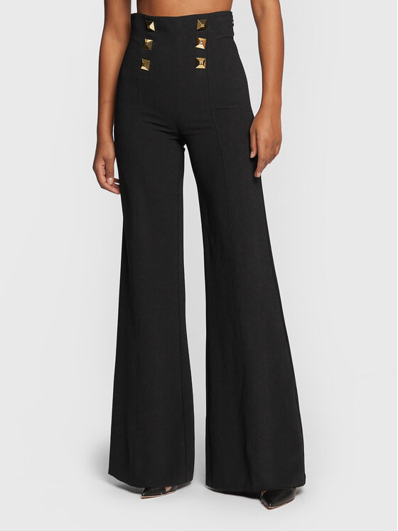 Elisabetta Franchi Pantalon en tissu PA-039-27E2-V340 Noir Regular Fit | Modivo.fr
