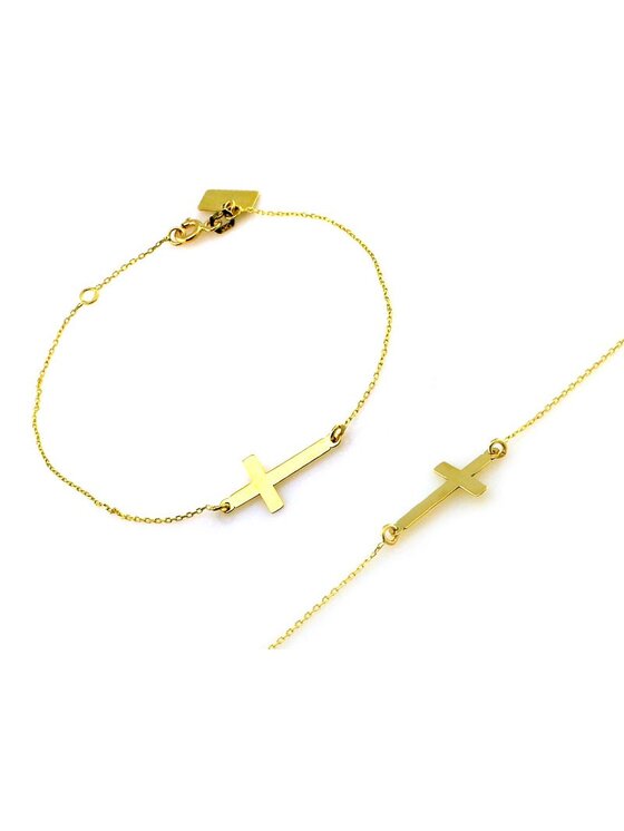 Fugart Bransoletka Bransoletka złota krzyżyk FUGBR1638 Złoty | Modivo.pl