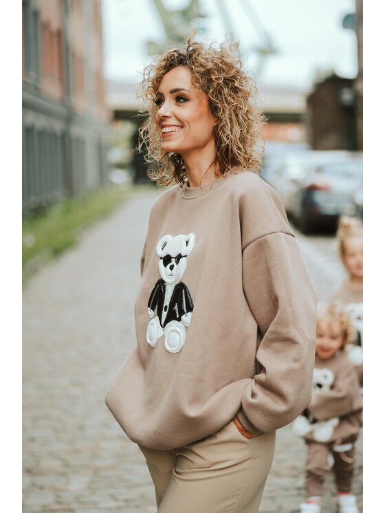 Bejbi Story Bluza Jackson Teddy dla mamy i taty Brązowy Oversize ...
