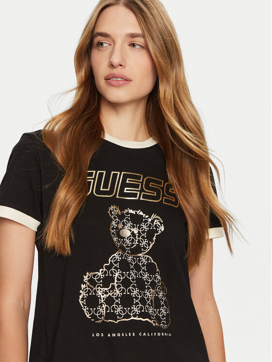 Guess T-Shirt V4BI02 K8FQ4 Czarny Regular Fit | Modivo.pl