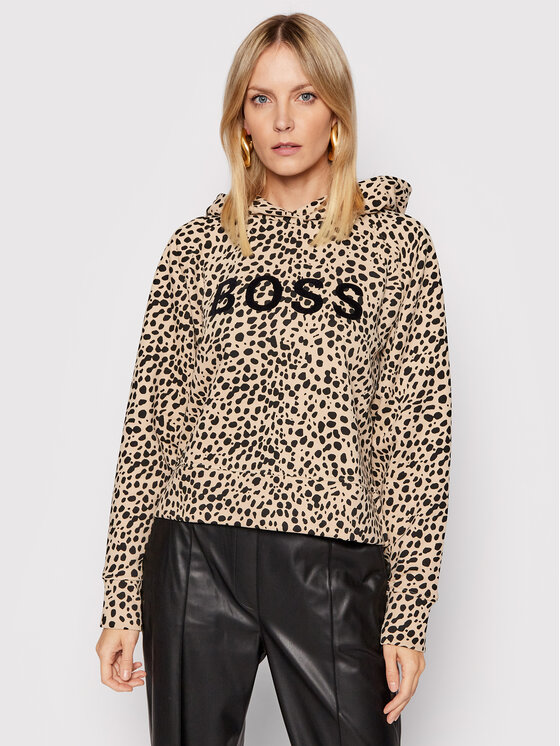 Boss Bluza C_Elia_allover 50464484 Beżowy Relaxed Fit | Modivo.pl