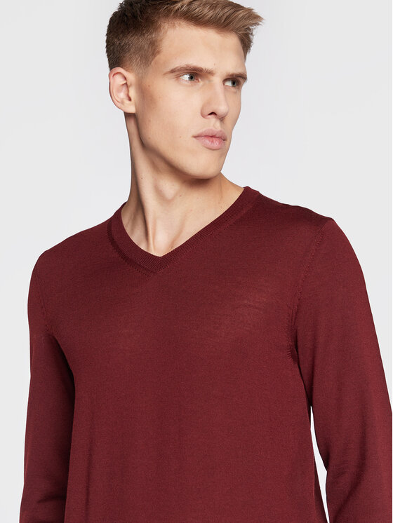 Boss Sweter Melba-P 50468261 Bordowy Slim Fit | Modivo.pl