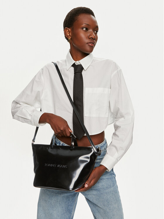 Tommy Jeans Handtasche Tjw Ess Must Mini Tote Seasonal AW0AW16268 Schwarz