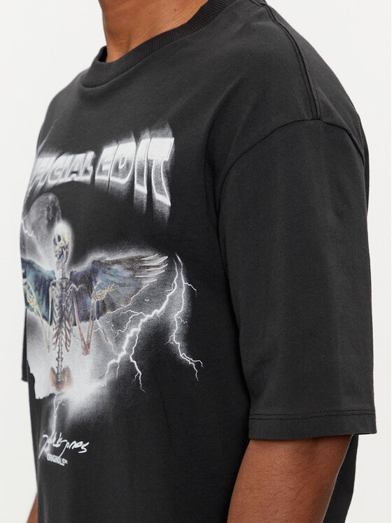 Jack&Jones Тишърт Rush Skull 12216298 Черен Relaxed Fit | Modivo.bg