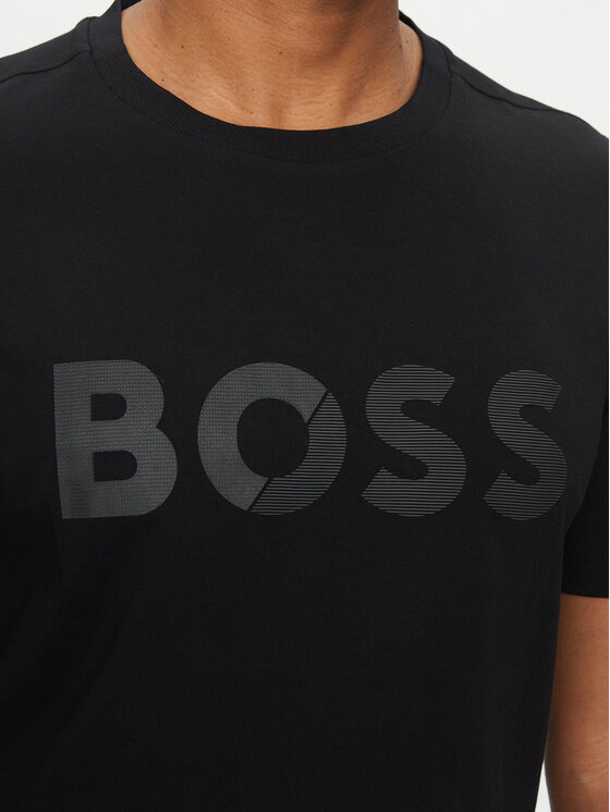 BOSS T-Shirt Tape Logo 50530990 Czarny Regular Fit | Modivo.pl