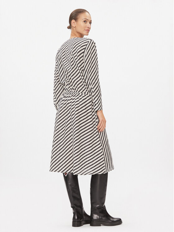 Tommy Hilfiger Kleid fur den Alltag Zigzag Waisted Midi Dress WW0WW41157 WeiB Regular Fit Modivo