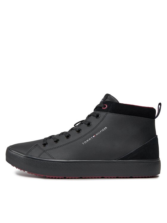 Tommy Hilfiger Сникърси Th Hi Vulc Cleat Lth Mix FM0FM04883 Черен ...