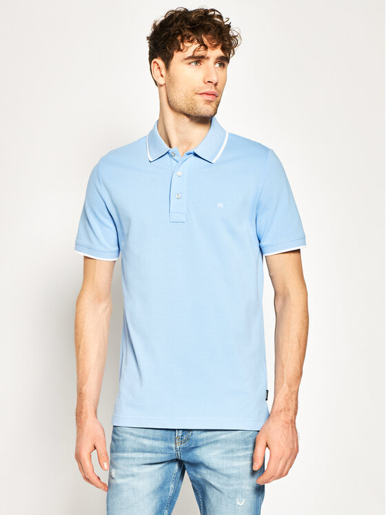 Calvin Klein Polo Tipping K10K104915 Bleu Slim Fit | Modivo.fr