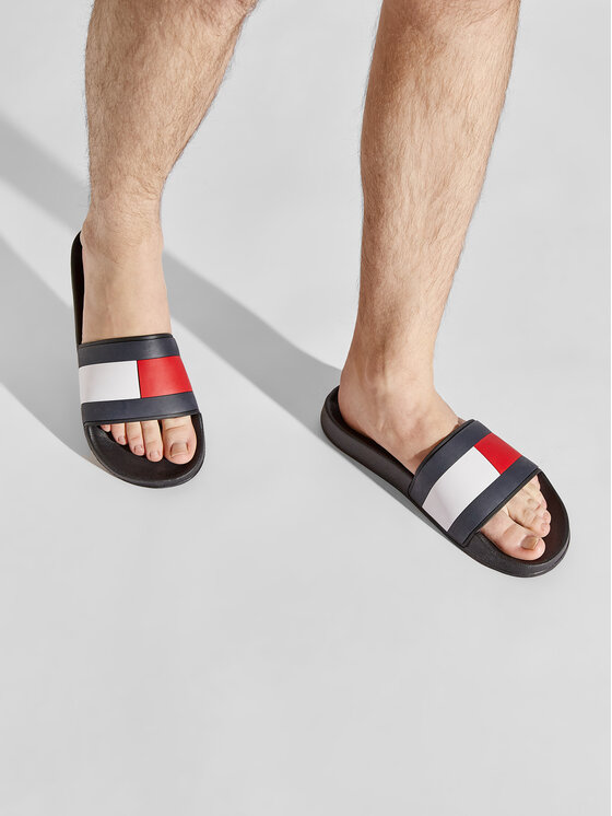 Tommy Hilfiger Pantoletten Rubber Th Flag Pool Slide FM0FM04263 Schwarz Modivo
