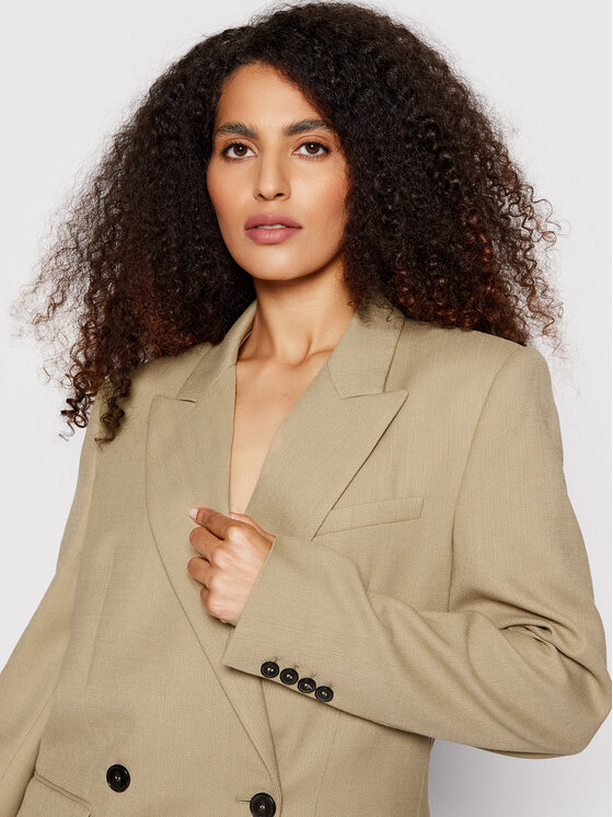 IRO Marynarka Myvi AQ483 Beżowy Regular Fit | Modivo.pl