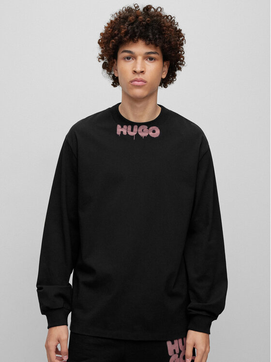 Hugo Bluza 50487541 Czarny Oversize | Modivo.pl