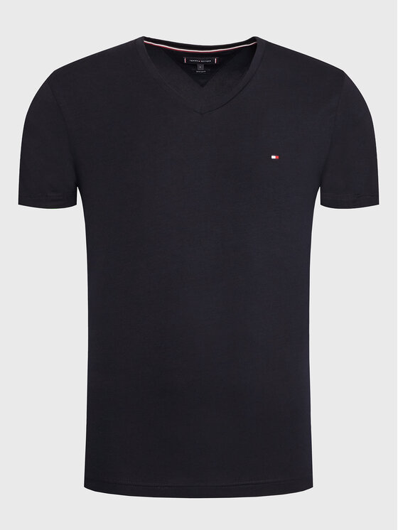 Tommy Hilfiger T-Shirt Core Stretch MW0MW27540 Dunkelblau Slim Fit ...