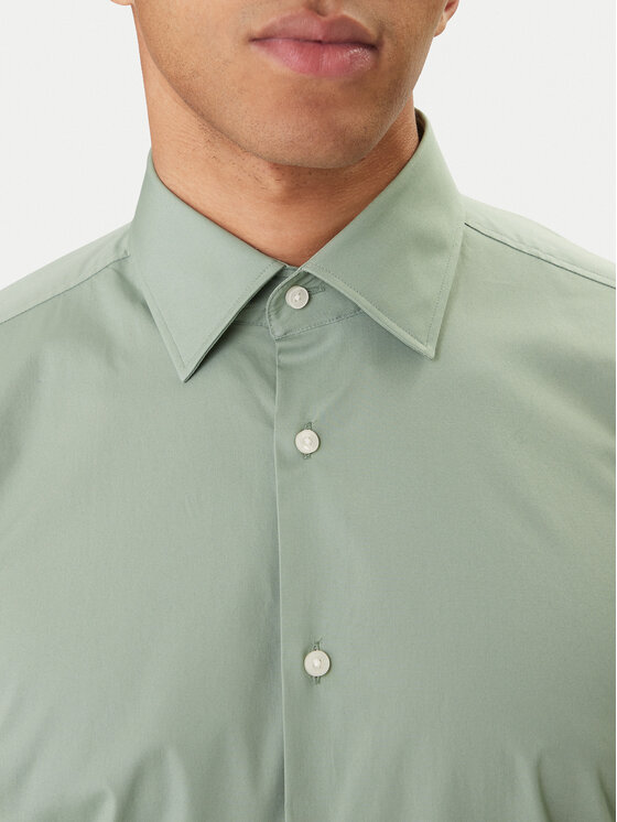 BOSS Koszula H-Hank 50469345 Zielony Slim Fit | Modivo.pl