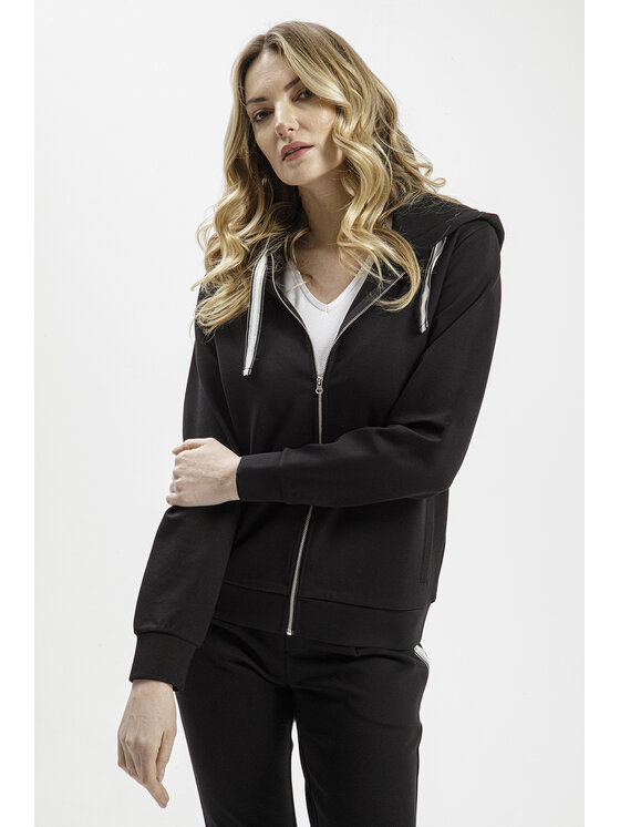 Cross Jeans Bluza 65414-020 Czarny Zipped Hoodie Fit | Modivo.pl