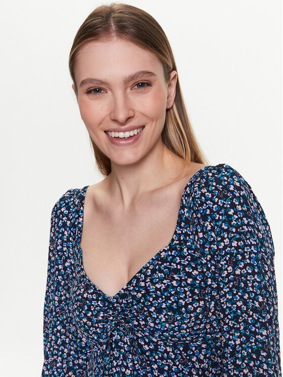 Tommy Jeans Kleid für den Alltag Disty Floar DW0DW15183 Dunkelblau ...