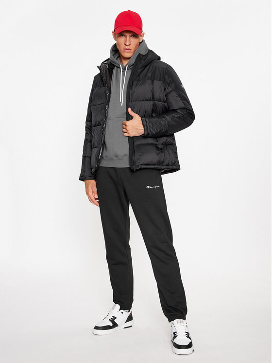 Champion Geacă din puf Hooded Jacket 219190 Negru Regular Fit | Modivo.ro