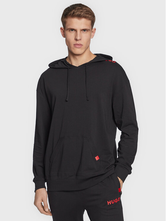 Hugo Bluza Labelled 50487781 Czarny Regular Fit | Modivo.pl