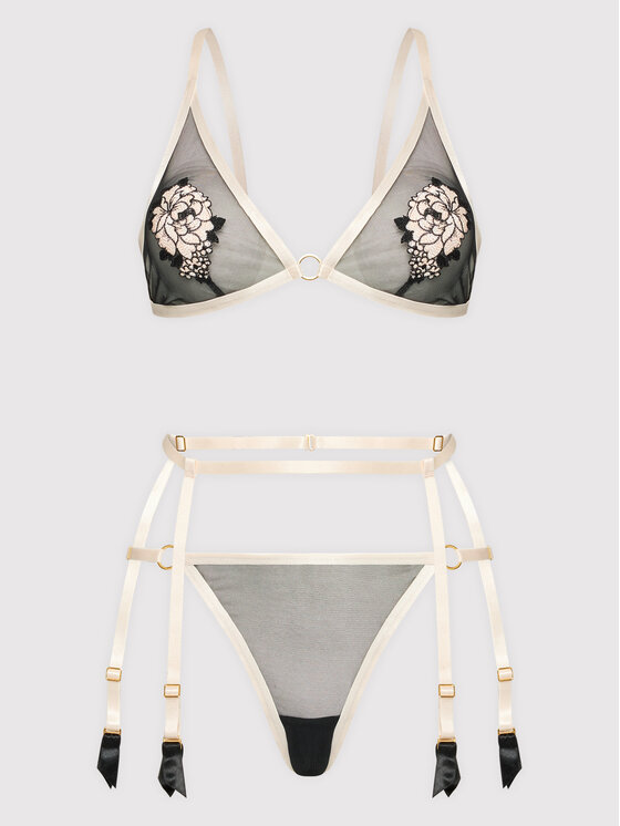 Aubade Komplet bielizny Fleurs Cheries P080I Czarny | Modivo.pl