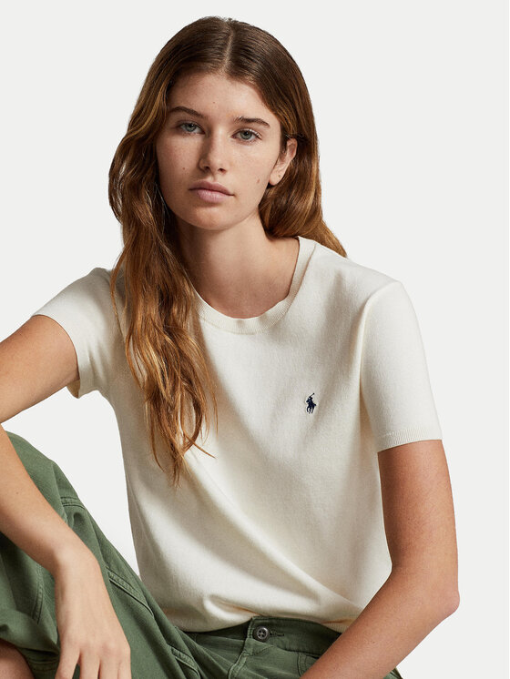 Polo Ralph Lauren Sweter 211891673001 Écru Relaxed Fit | Modivo.pl