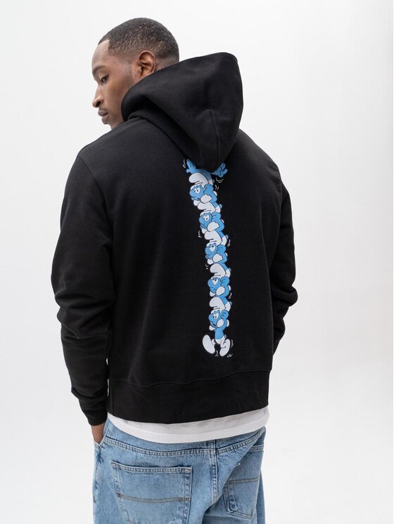 Smerfy Bluza Bluza Z Kapturem Oversize Męska Czarna Smerfy Pickaback XL ...