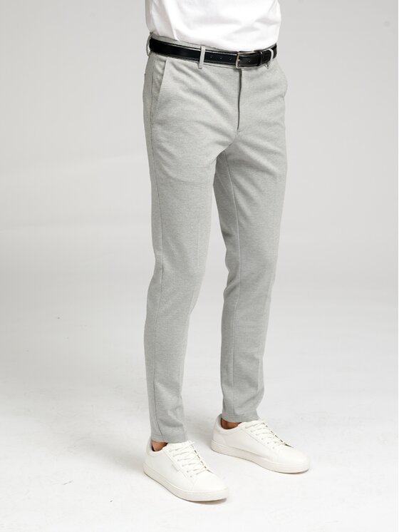 TeeShoppen Spodnie garniturowe 'Perform Collection' Szary Slim Fit ...