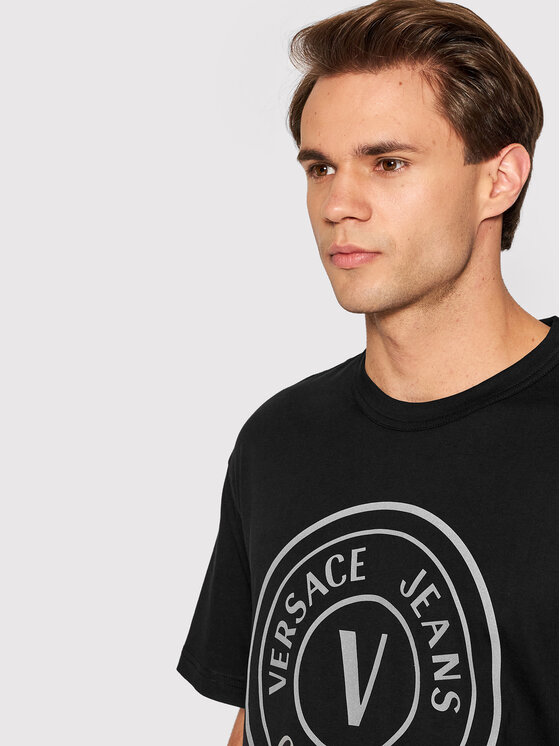 Versace Jeans Couture Tricou Vemblem Thick Foil 73GAHT05 Negru Regular ...