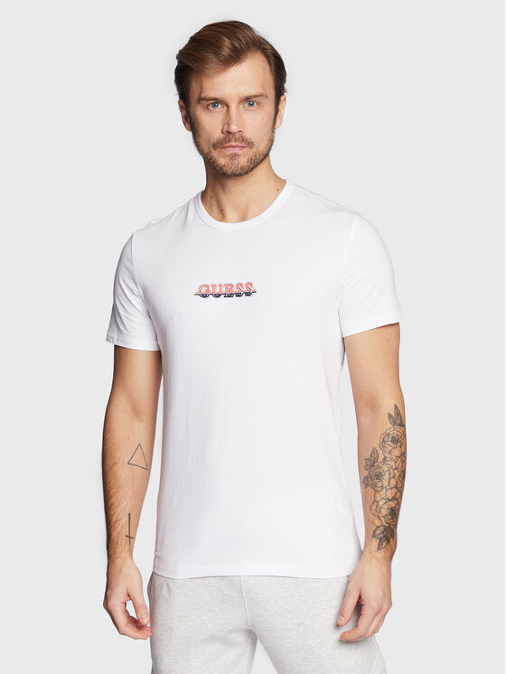 Guess T-Shirt M3RI11 J1314 Bílá Slim Fit | Modivo.cz